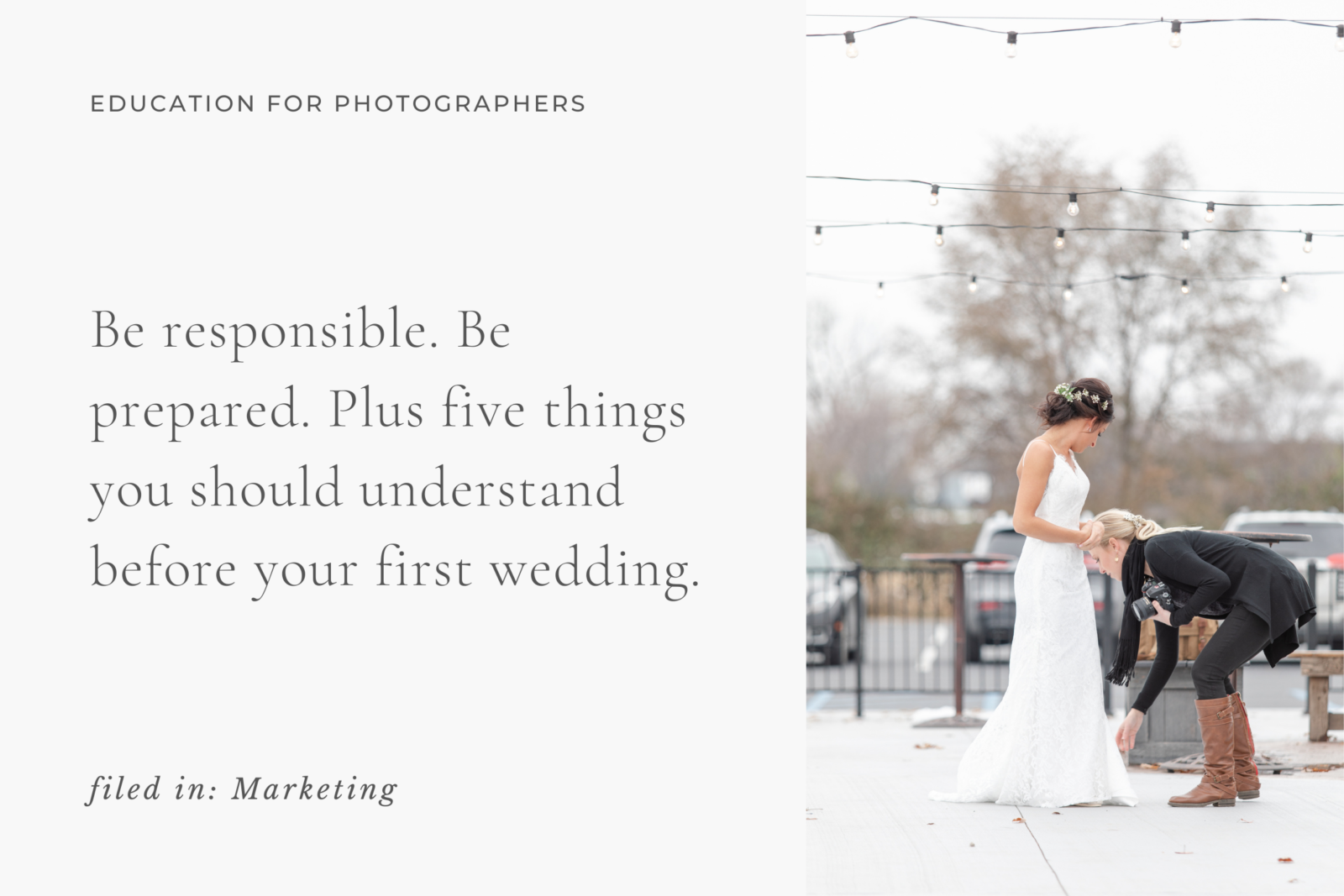Photographer Education | How To Start Shooting Weddings
